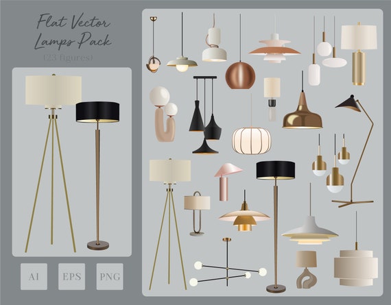 Flat Vector Lamps Pack / 23 Pack Vector Lamps / Instant | Etsy