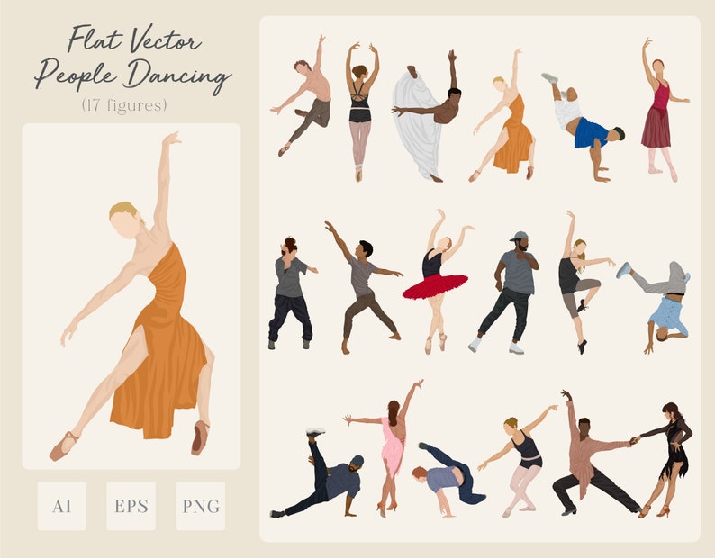 Flat Vector People Dancing Dancing People 15 Pack Vector - Etsy