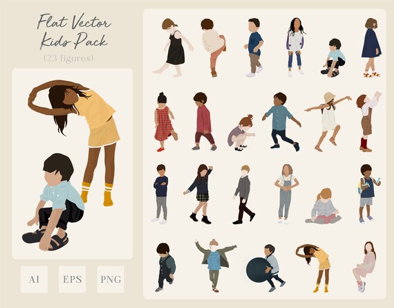 Flat Vector Kids Pack 23 Pack Vector Kids Illustrations - Etsy
