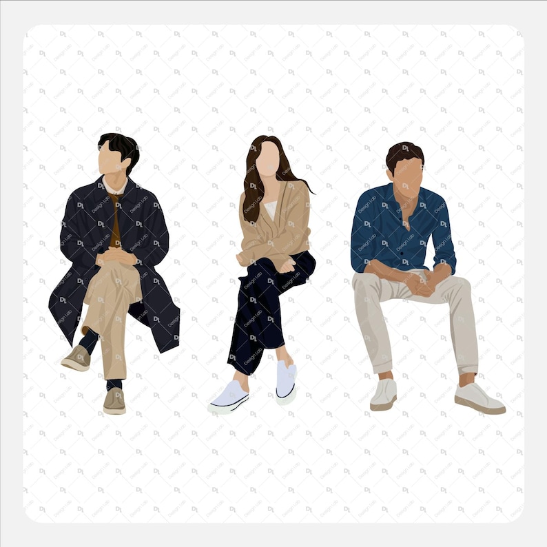 People Sitting Vector Pack: 30 Flat Human Figures (AI, PNG, EPS Instant ...