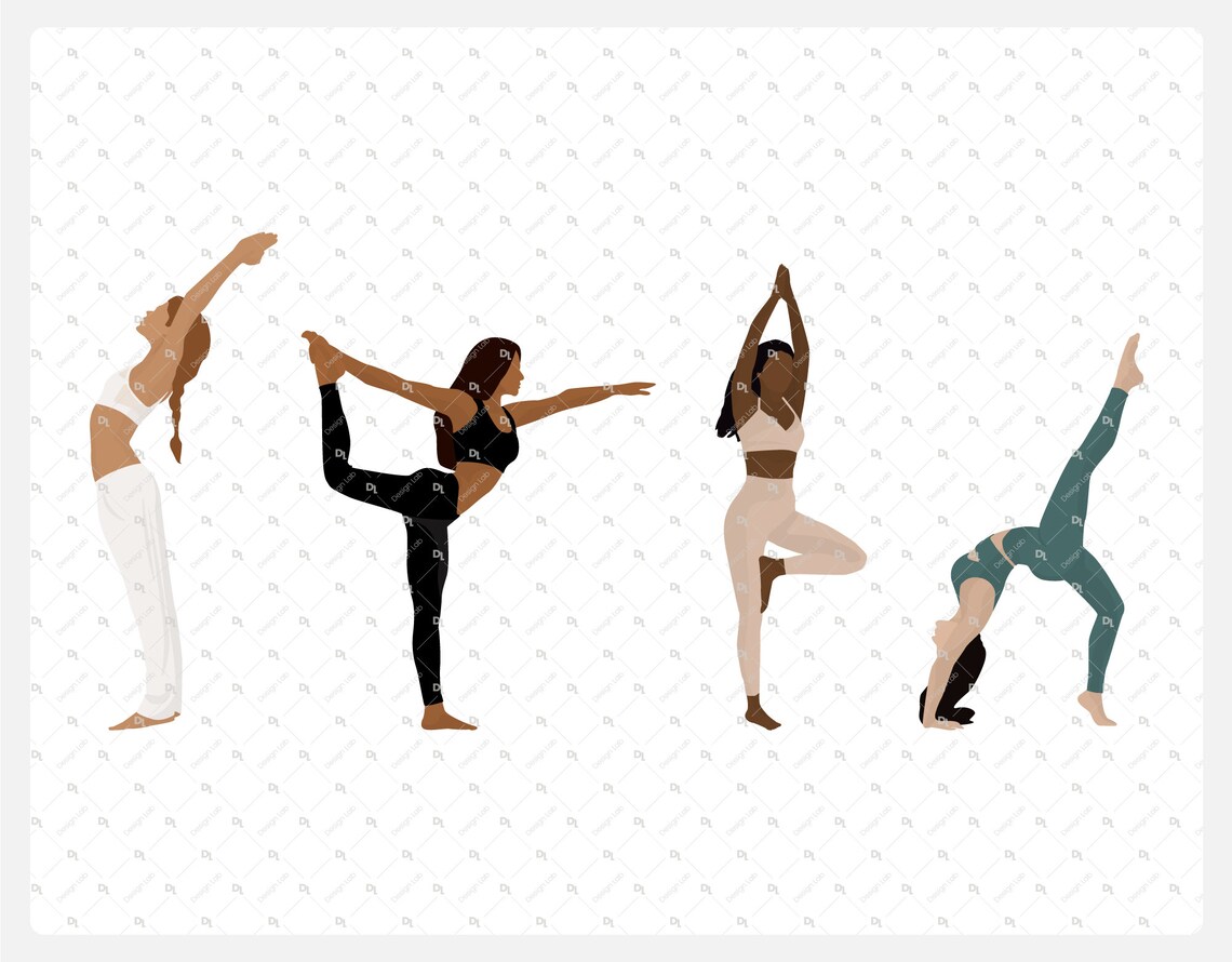 Flat Vector Yoga Women 19 Pack Vector Women Illustrations Instant ...