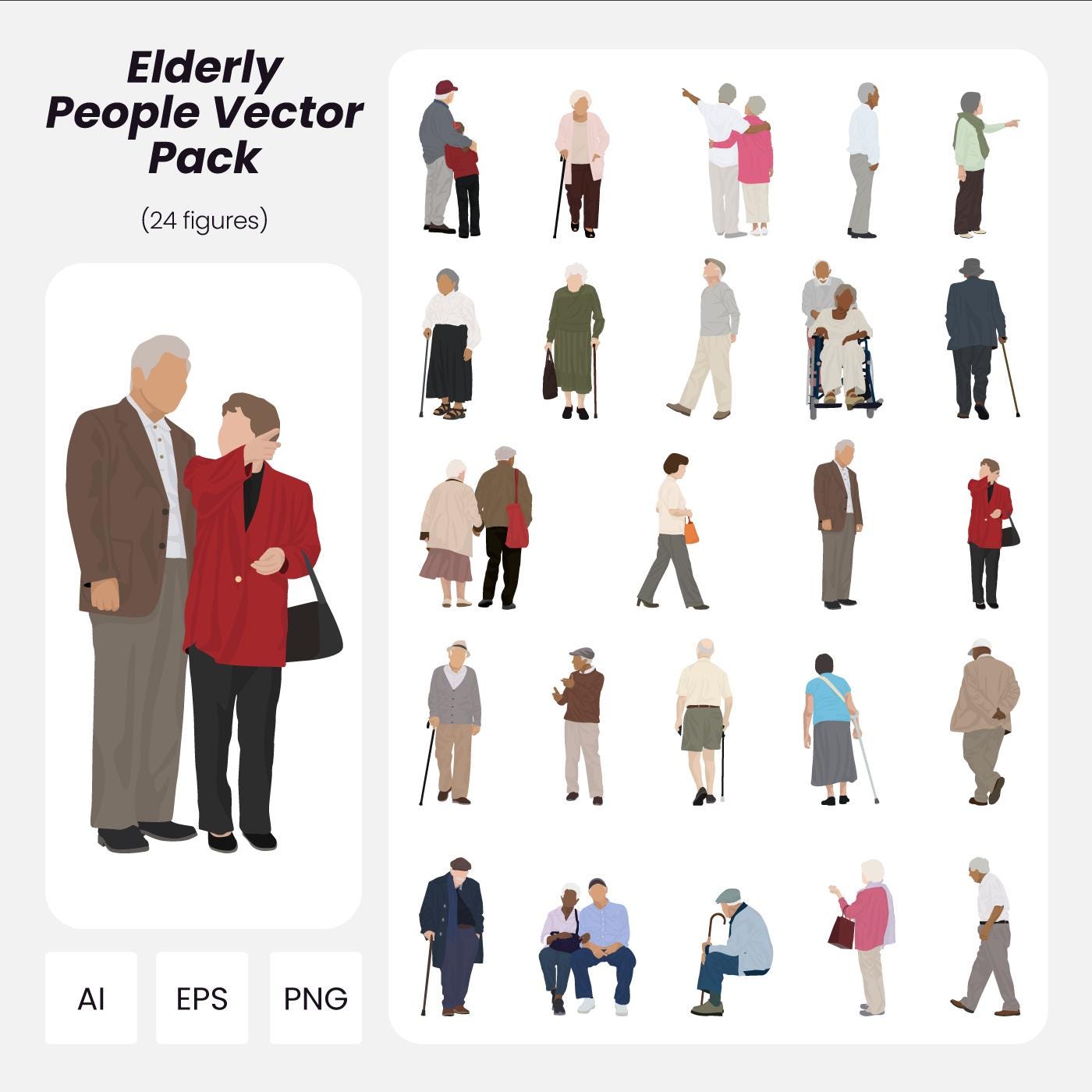 Elderly People Vector Pack: Architecture & Design Figures (AI, PNG, EPS ...