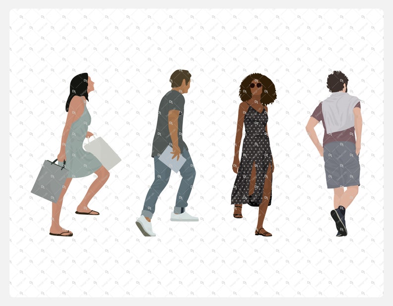 Flat Vector People on Stairs | 18 Pack Vector People Illustrations ...
