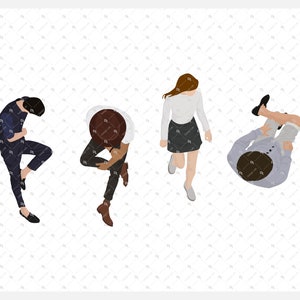 Flat Vector Top View People / 20 Pack Vector People Illustrations ...