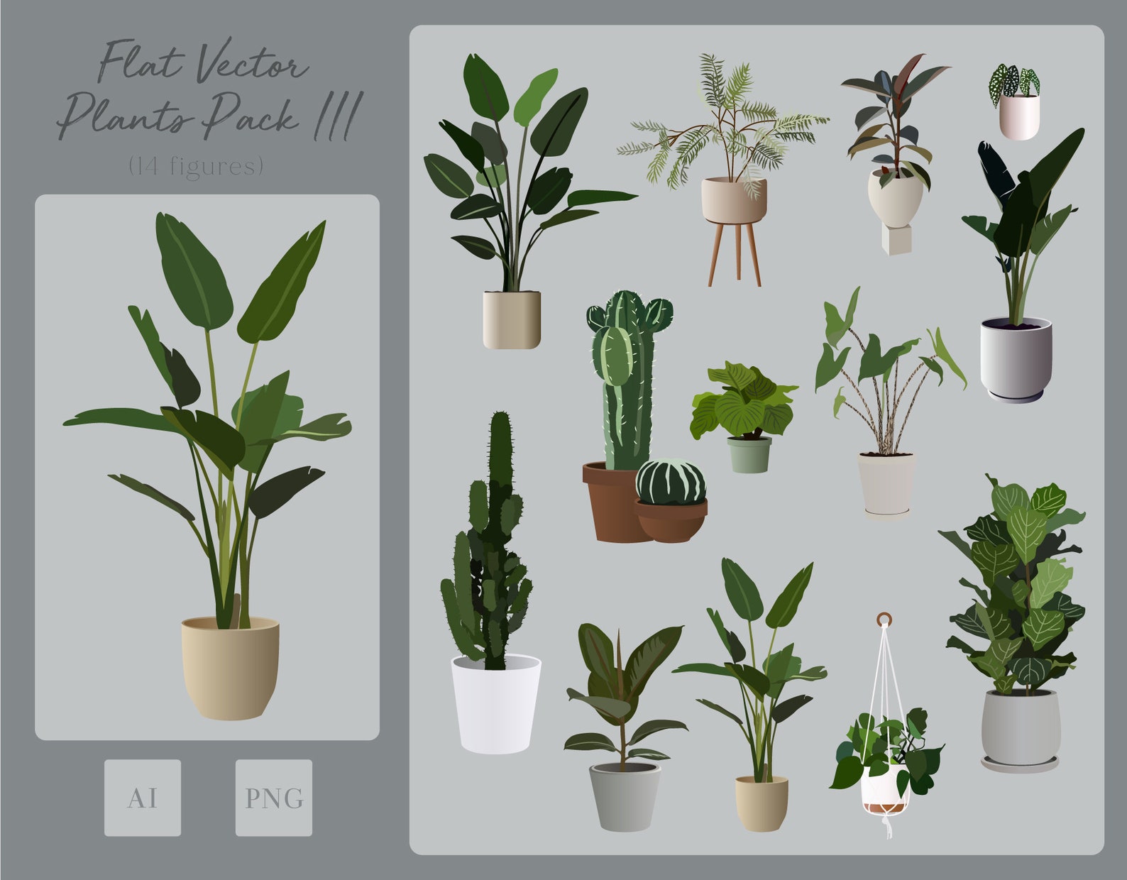 Flat Vector Plants Pack 14 Pack Vector Plants Instant - Etsy