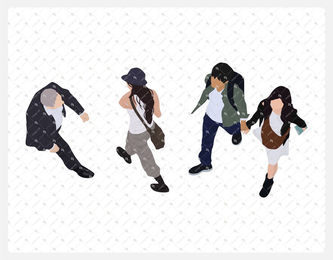 Flat Vector Top View People / 20 Pack Vector People Illustrations ...