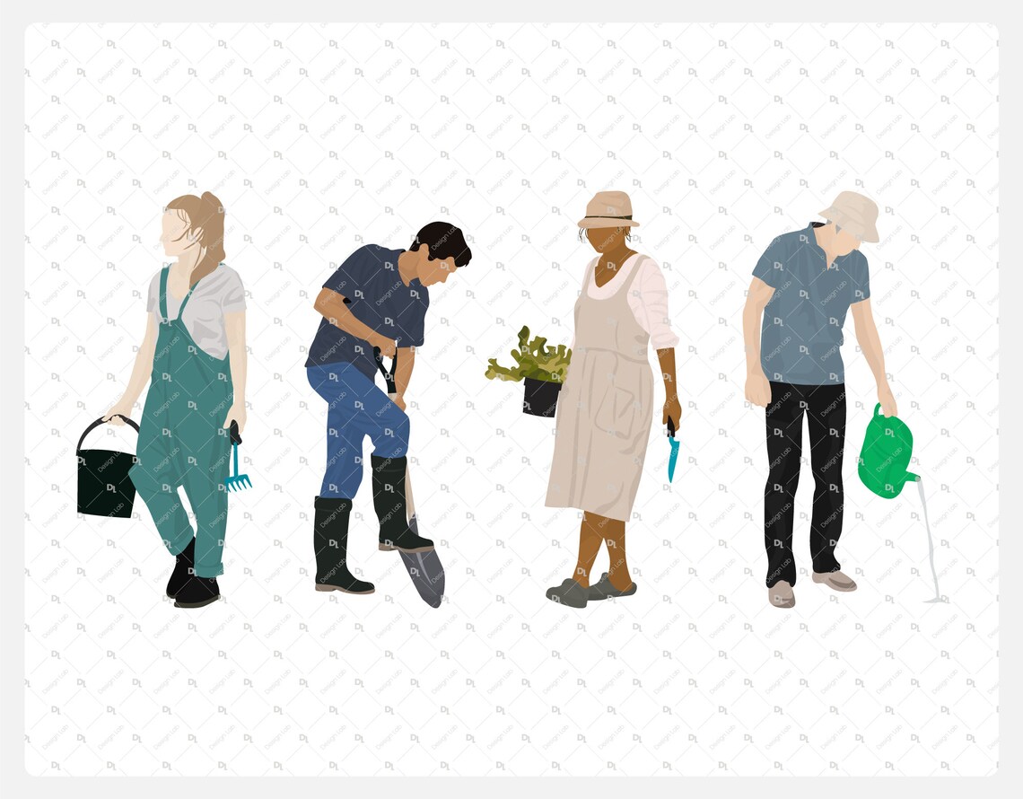 Flat Vector Gardening People | 19 Pack Vector People Illustrations ...