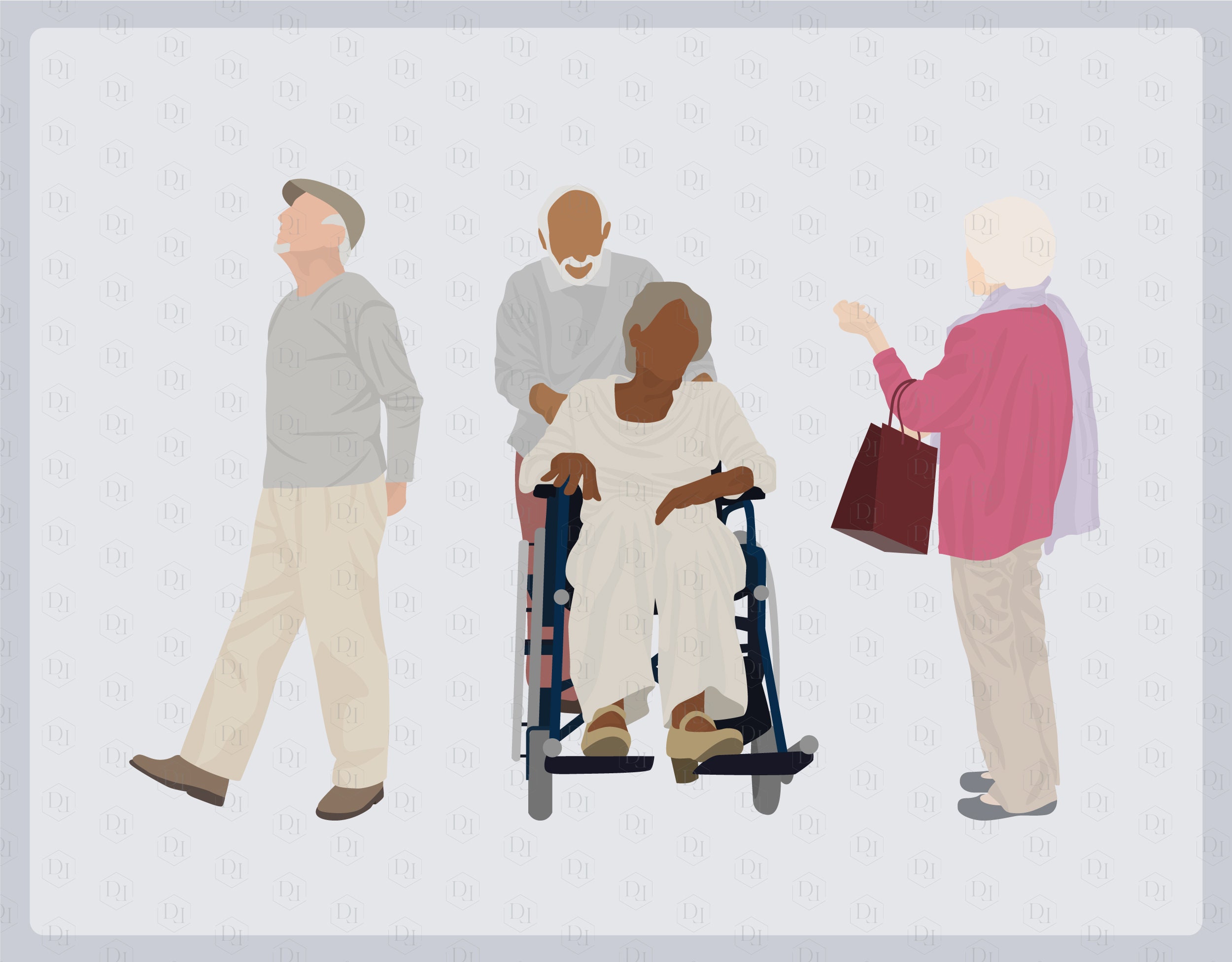 Flat Vector Elderly People Pack 24 Pack Vector People - Etsy Canada