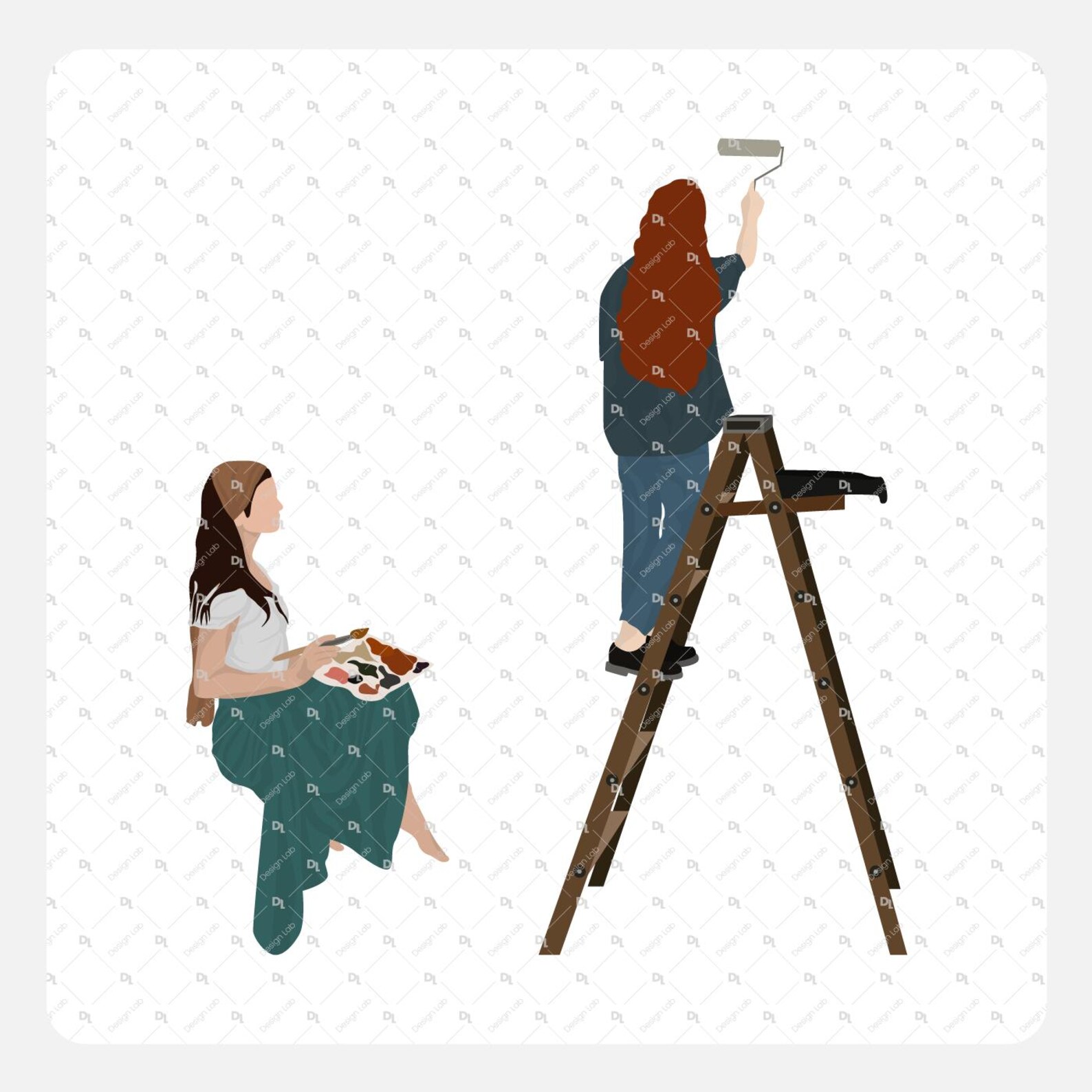 People Paiting Vector Pack: 11 Human Figures (AI, PNG, EPS) (instant ...