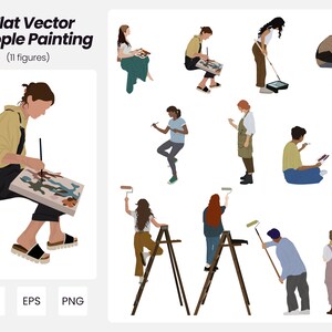 Flat Vector People Painting | 11 Pack Vector People Illustrations ...