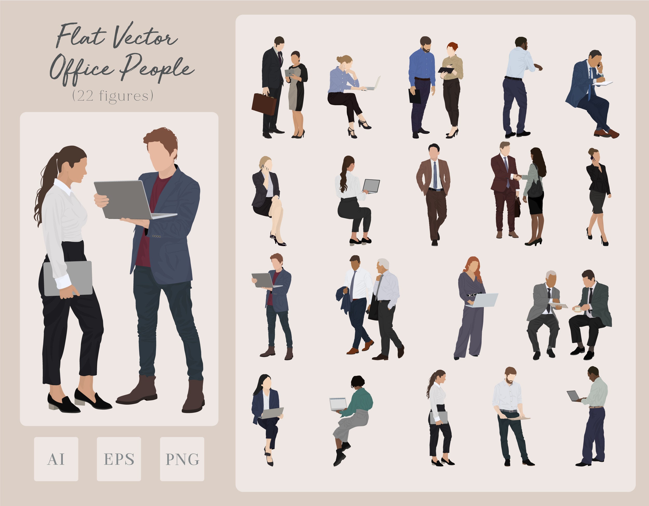 Flat Vector Office People Pack 22 Pack Vector People - Etsy Canada
