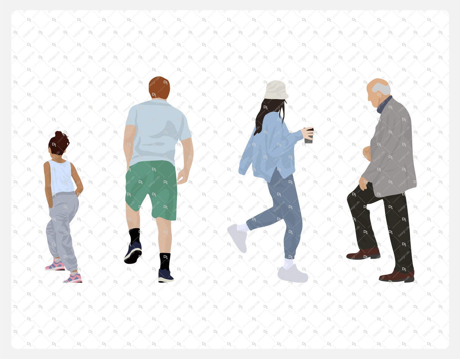 Flat Vector People on Stairs | 18 Pack Vector People Illustrations ...