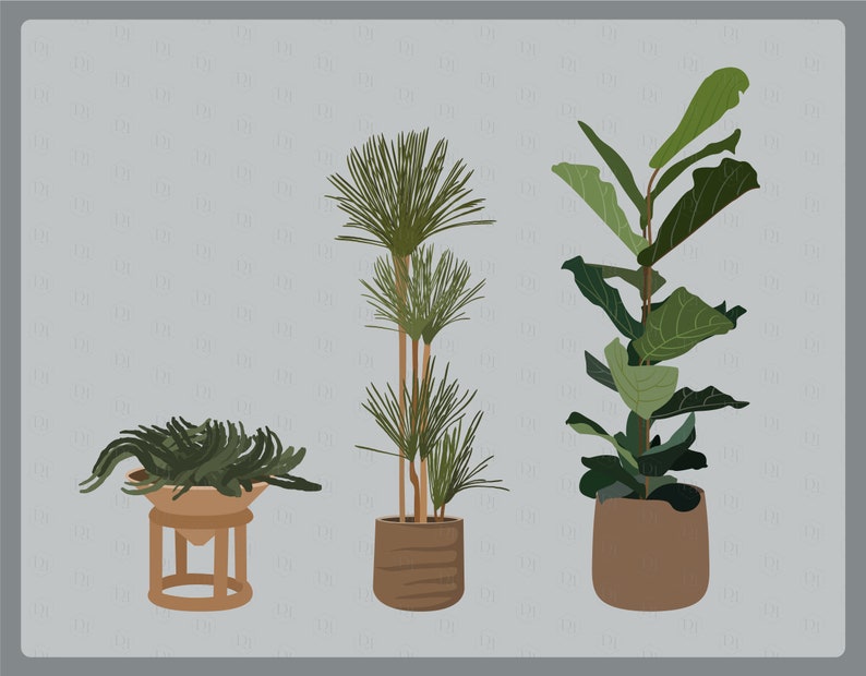 Flat Vector Plants Pack 15 Pack Vector Plants Instant | Etsy