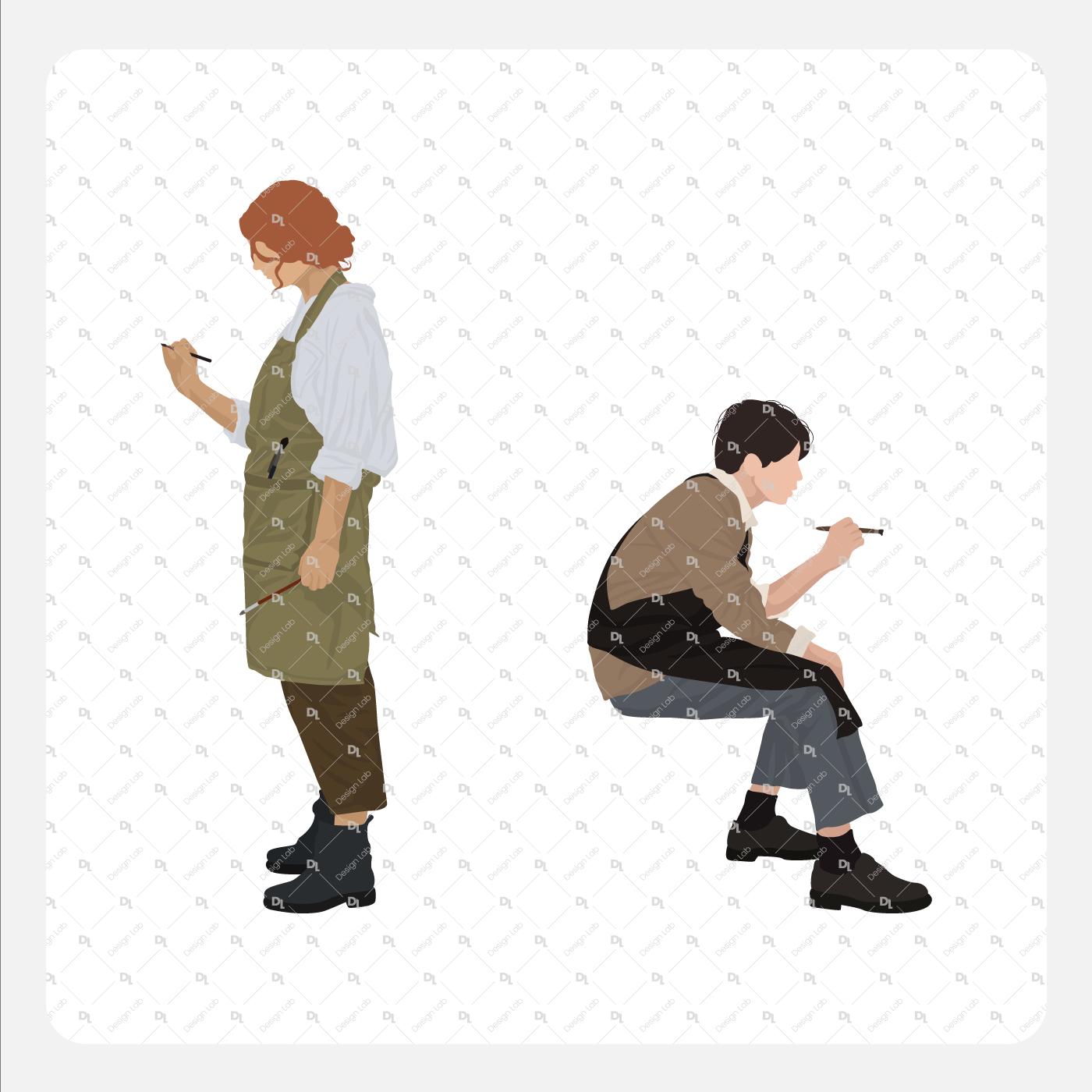 People Paiting Vector Pack: 11 Human Figures (AI, PNG, EPS) (instant ...
