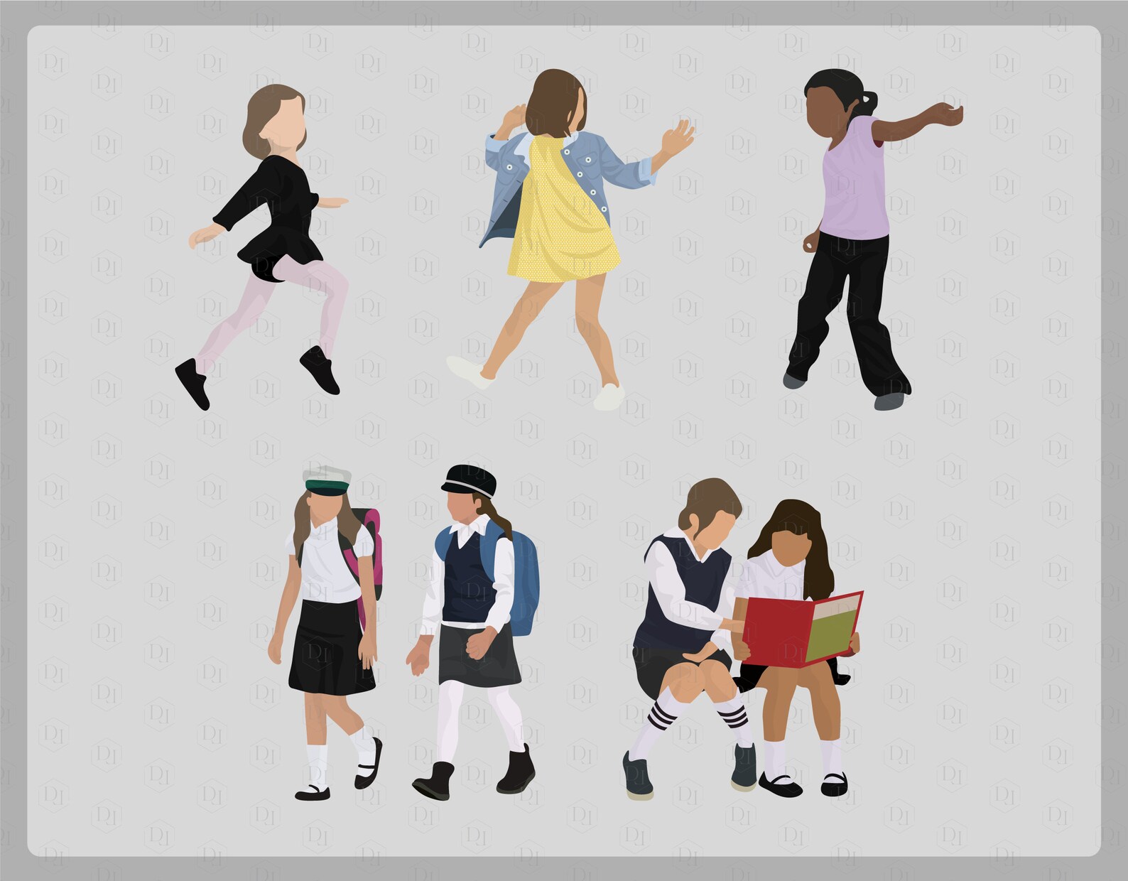 Flat Vector Kids Pack 2 / 26 Pack Vector Kids Illustrations / - Etsy