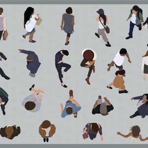 Flat Vector Top View People / 20 Pack Vector People | Etsy