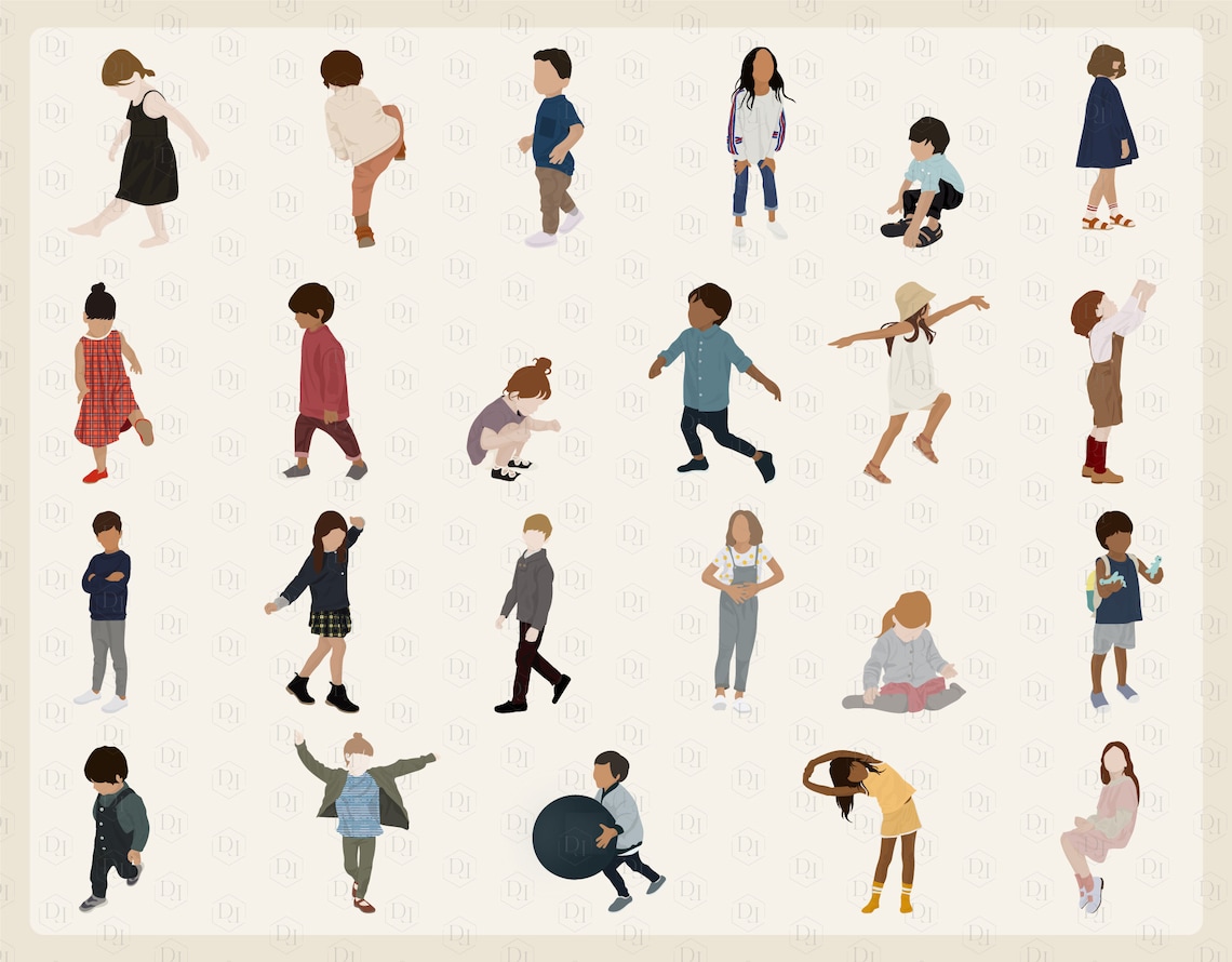 Flat Vector Kids Pack 23 Pack Vector Kids Illustrations - Etsy