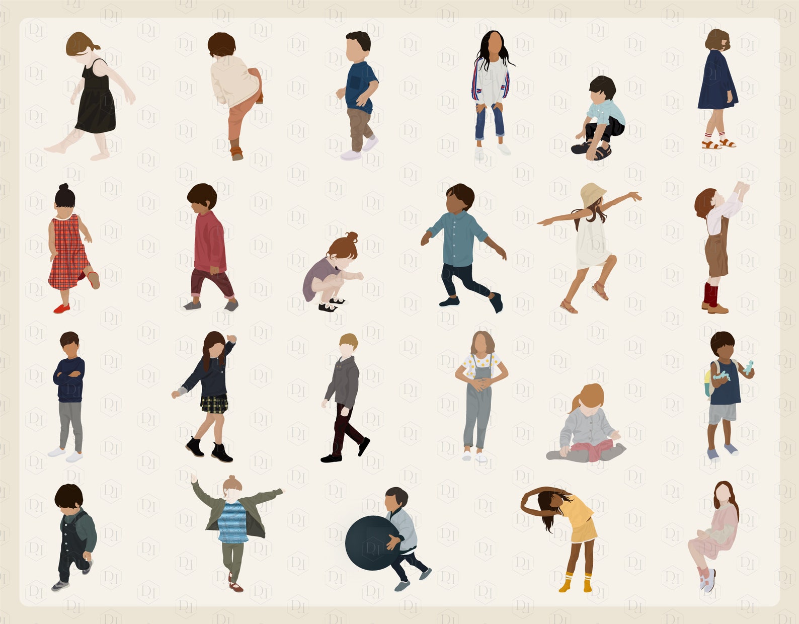 Flat Vector Kids Pack 23 Pack Vector Kids Illustrations - Etsy