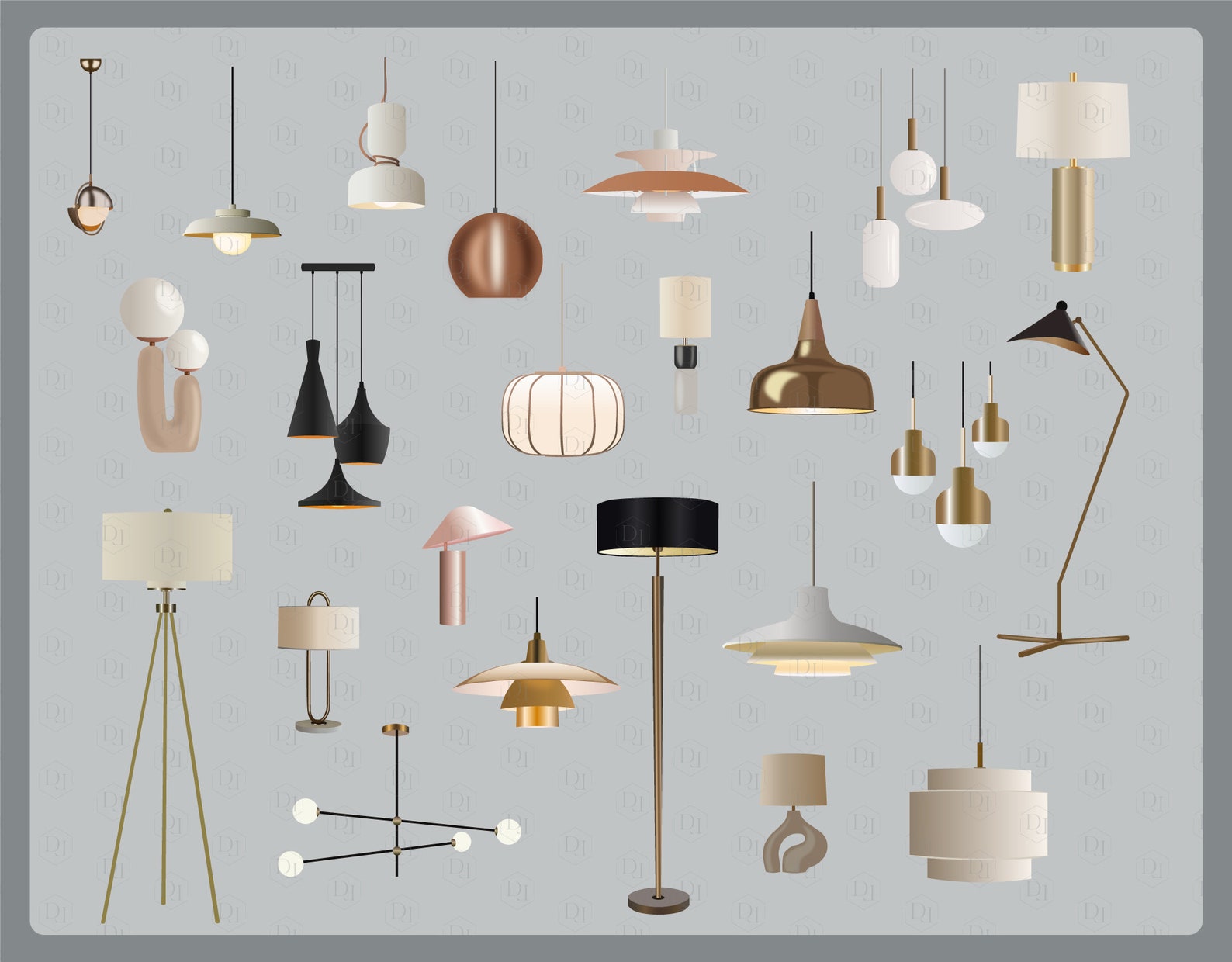 Flat Vector Lamps Pack / 23 Pack Vector Lamps / Instant - Etsy