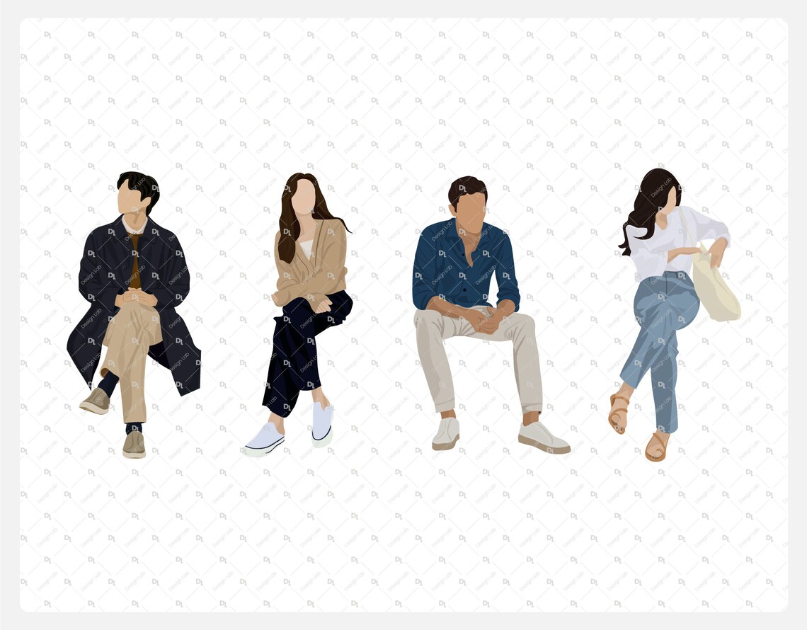 Flat Vector People Sitting | 30 Pack Vector People Illustrations ...