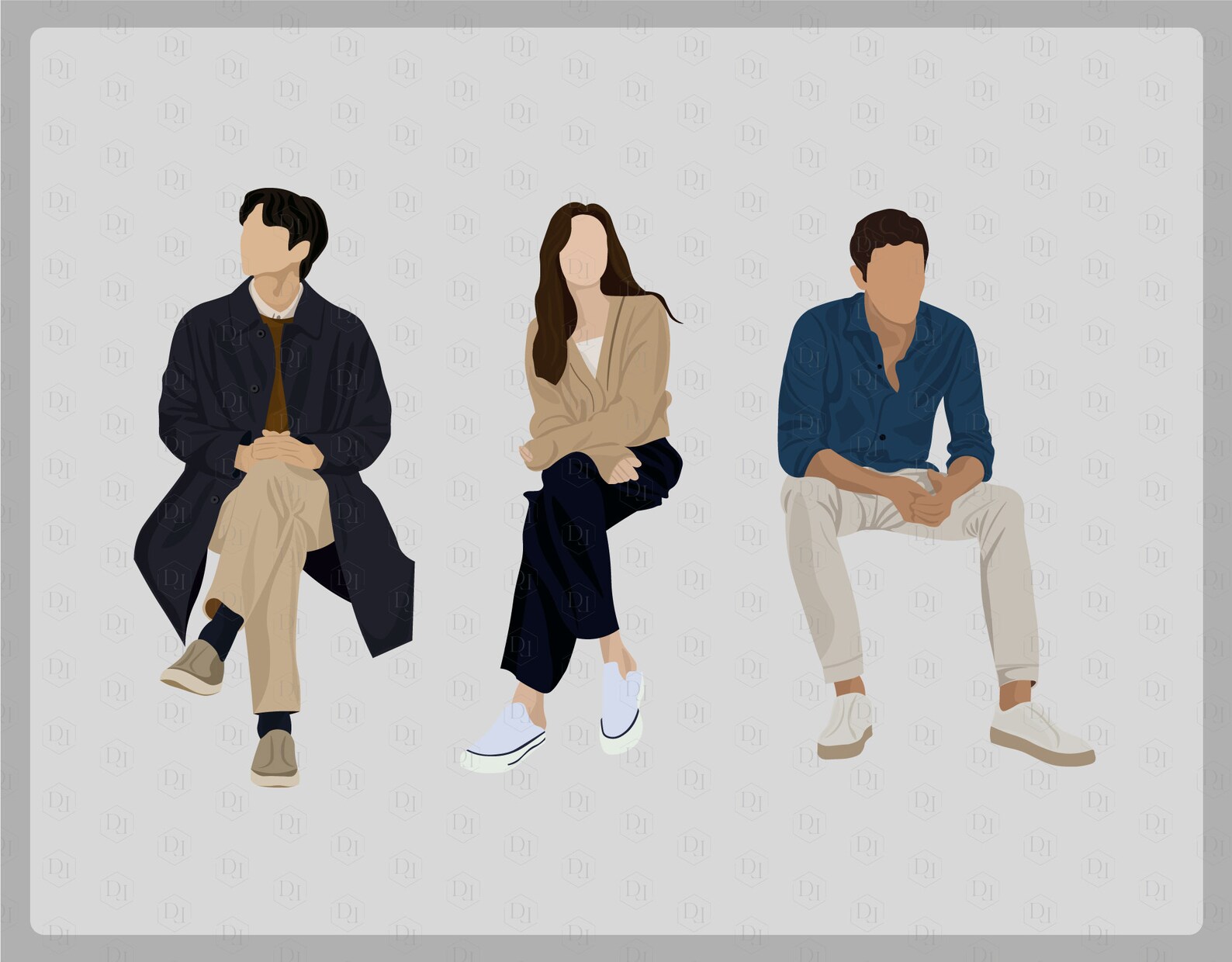 Flat Vector People Sitting 30 Pack Vector People | Etsy