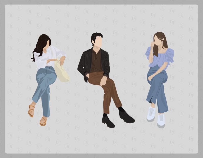 Flat Vector People Sitting 30 Pack Vector People | Etsy