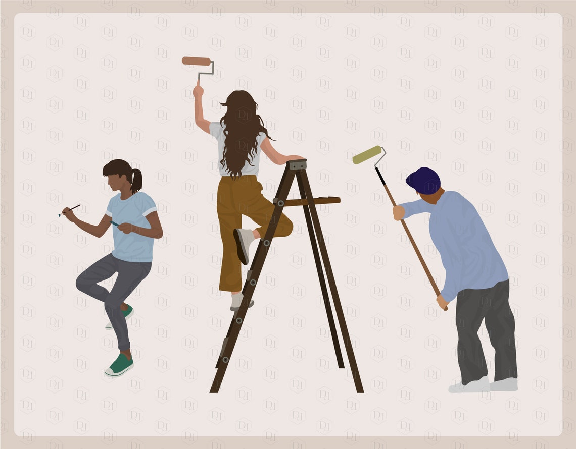 Flat Vector People Painting 11 Pack Vector People - Etsy