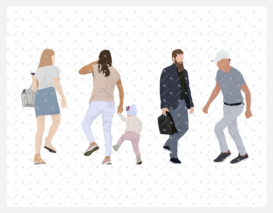 Flat Vector People on Stairs | 18 Pack Vector People Illustrations ...
