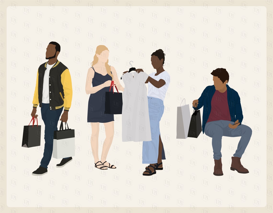 Flat Vector People Shopping 19 Pack Vector People - Etsy