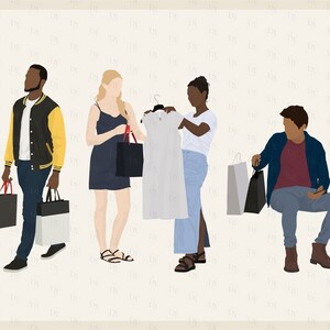 Flat Vector People Shopping 19 Pack Vector People - Etsy
