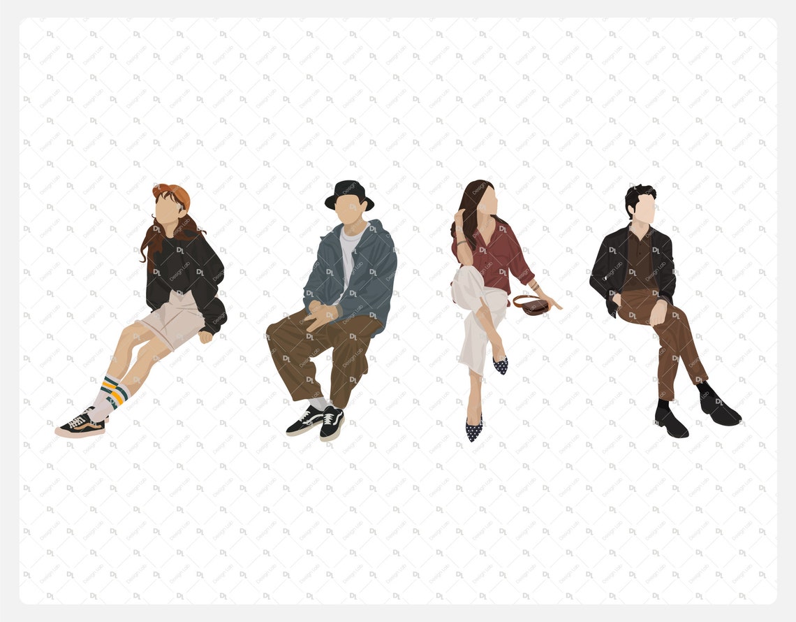 Flat Vector People Sitting | 30 Pack Vector People Illustrations ...