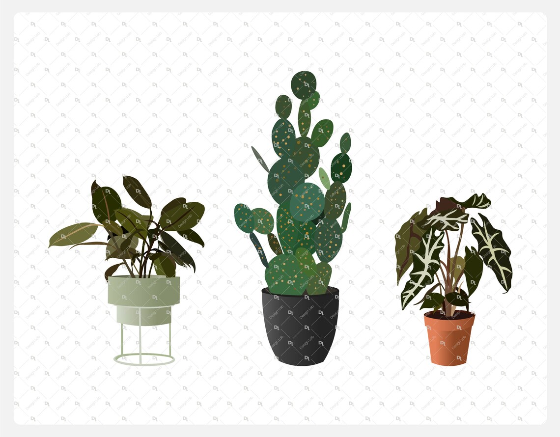 Flat Vector Plants Pack | 18 Pack Vector Plants | Instant Download | AI ...