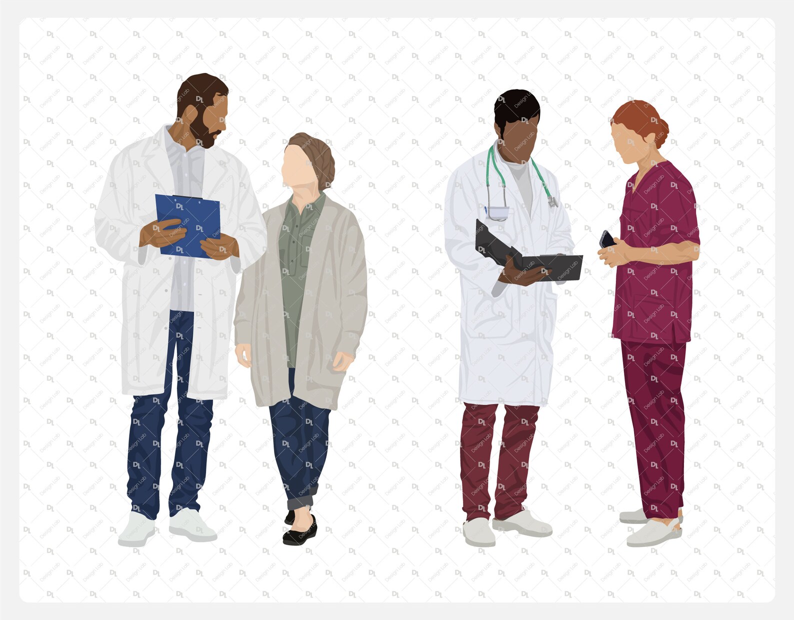 Flat Vector People at the Hospital / 16 Pack Vector People ...