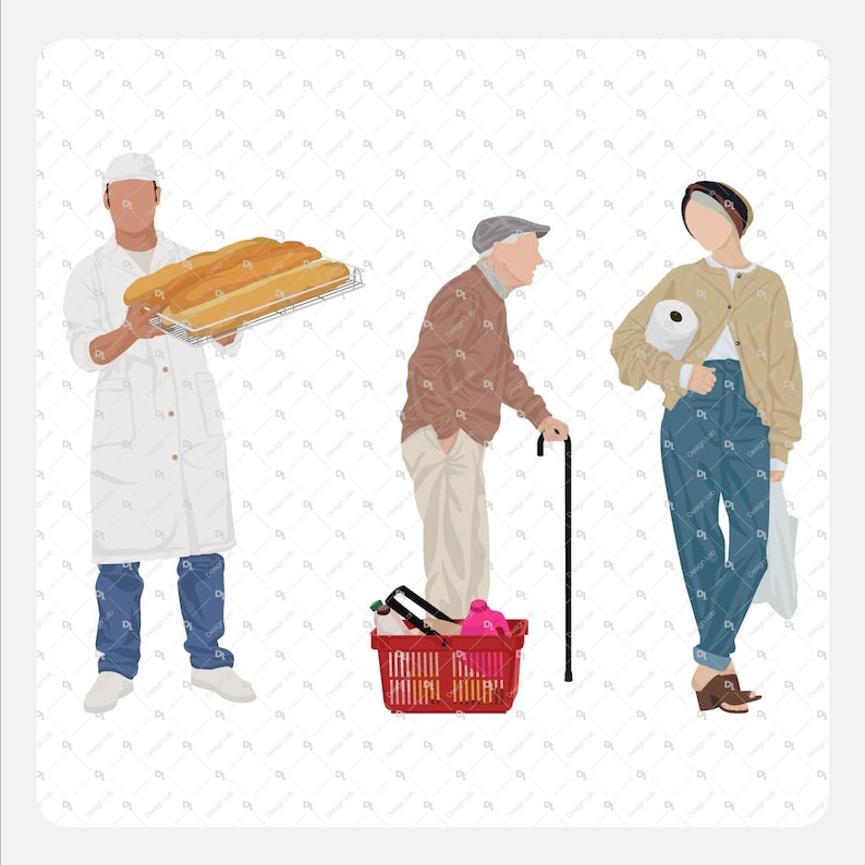 Grocery Store People Vector Pack: Architecture & Design Figures (AI ...