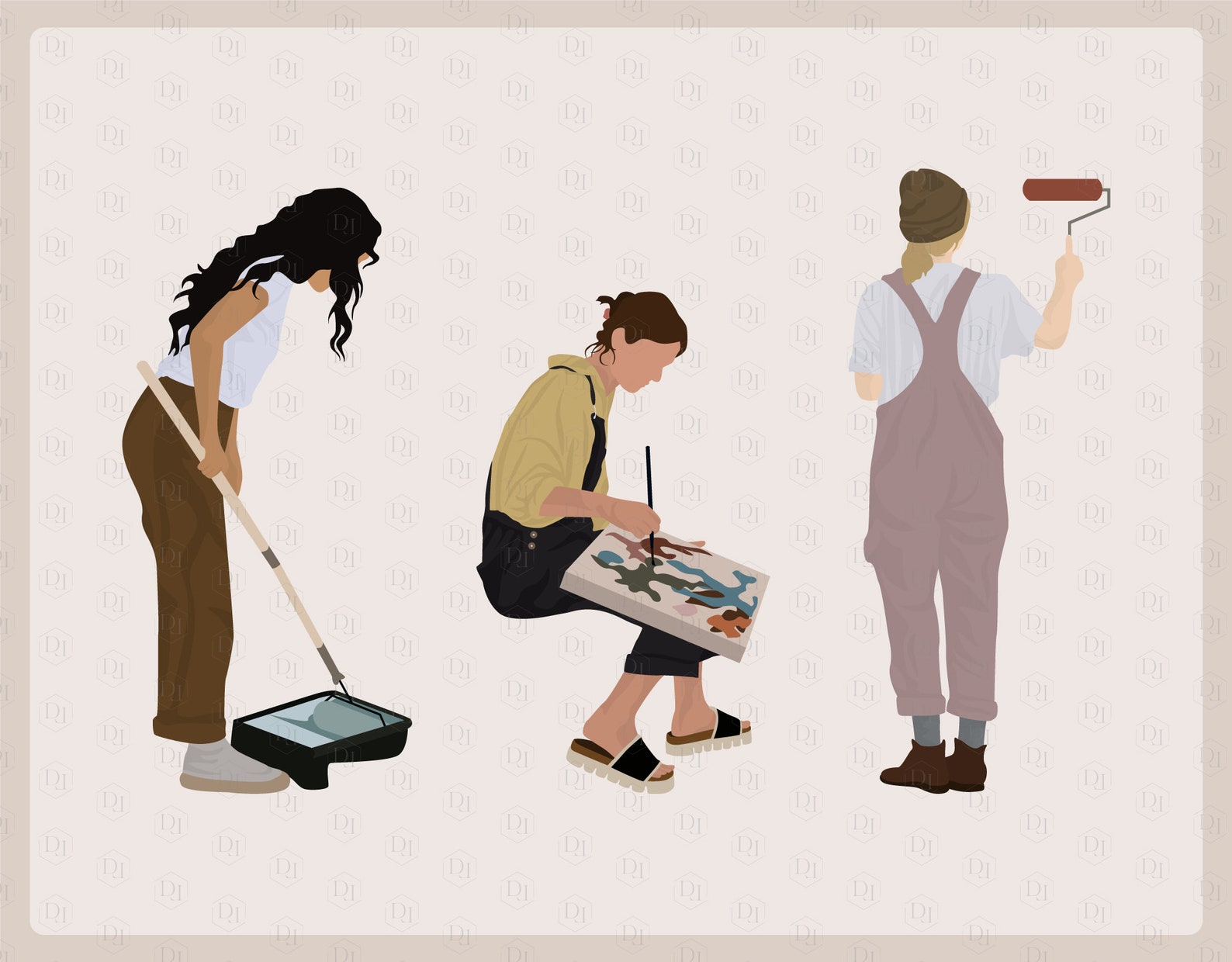 Flat Vector People Painting 11 Pack Vector People - Etsy