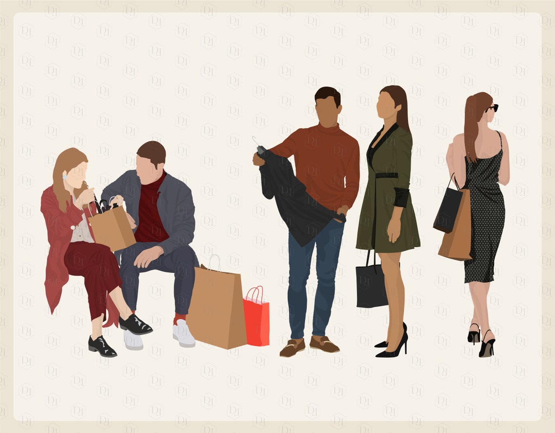 Flat Vector People Shopping 19 Pack Vector People - Etsy