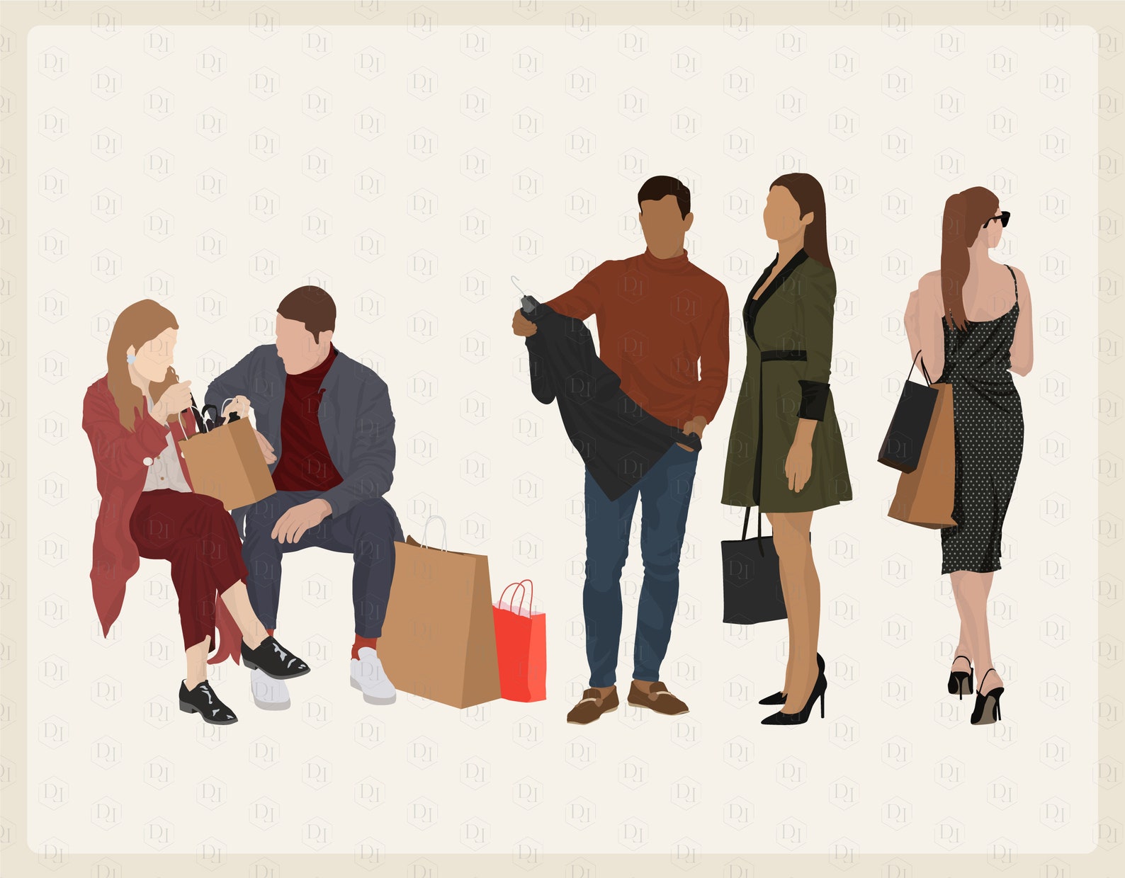 Flat Vector People Shopping 19 Pack Vector People - Etsy