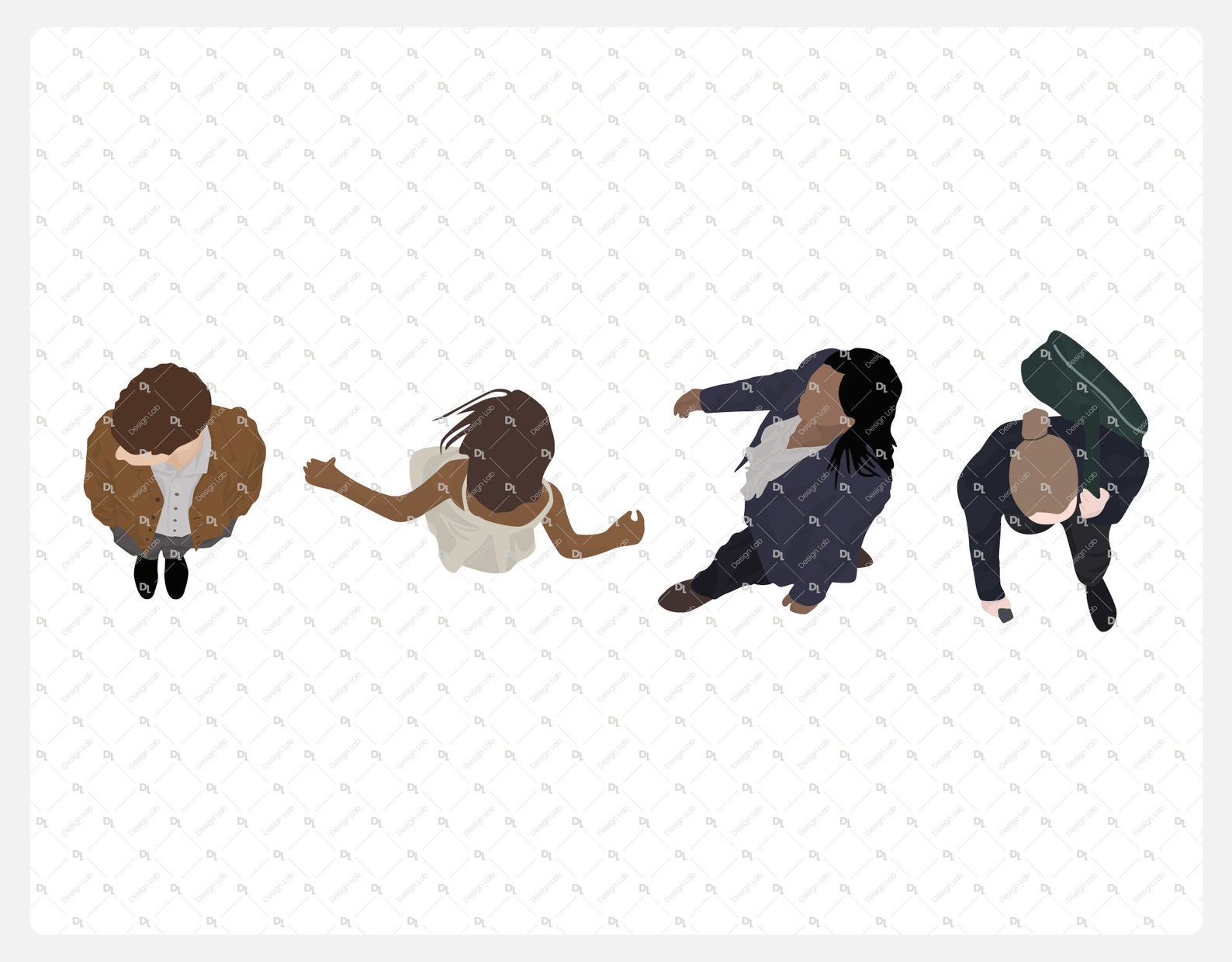 Flat Vector Top View People / 20 Pack Vector People Illustrations ...