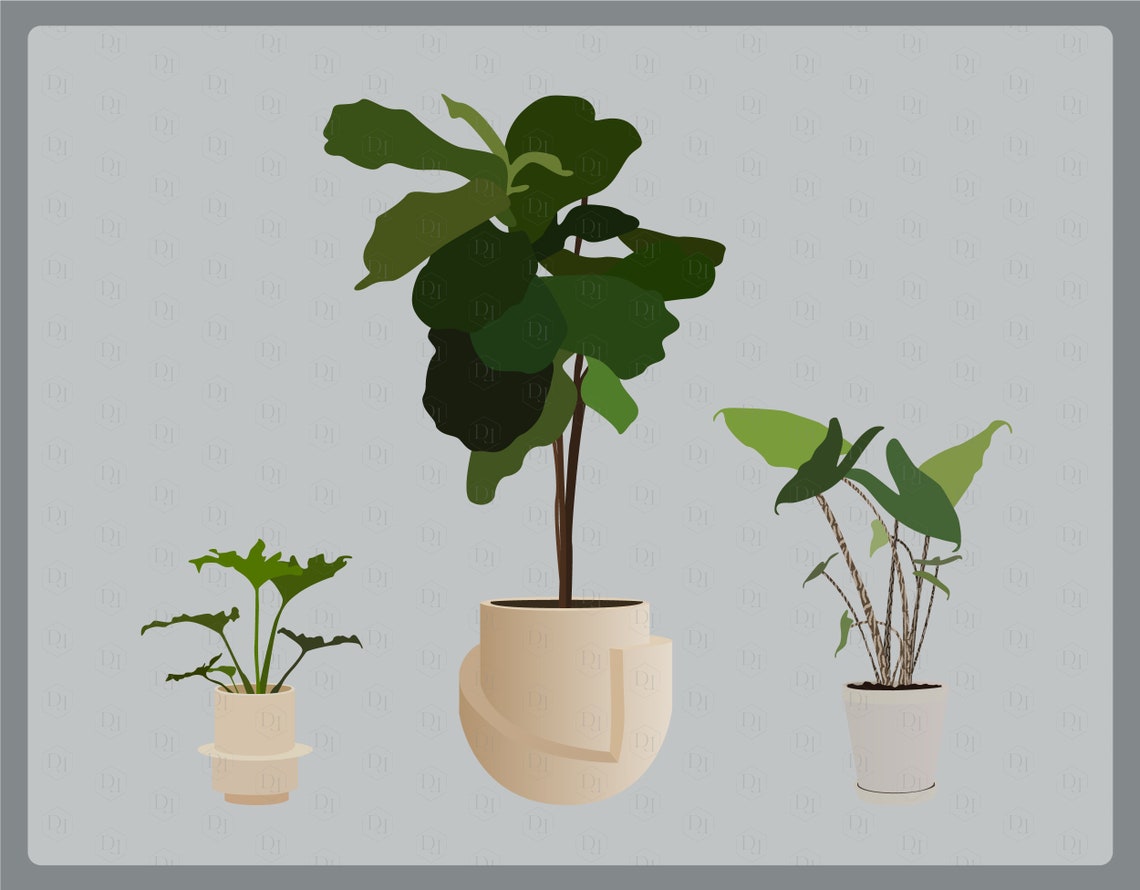 Flat Vector Plants Pack 15 Pack Vector Plants Instant | Etsy