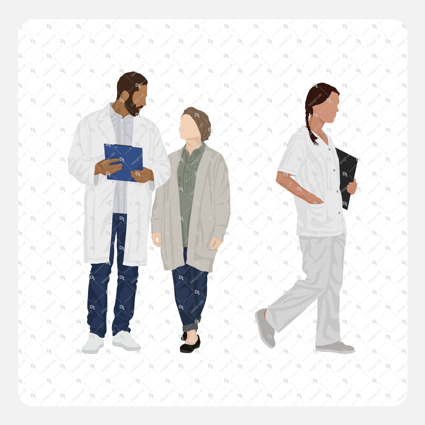 Hospital People Vector Pack: Architecture & Design Figures (AI, PNG ...