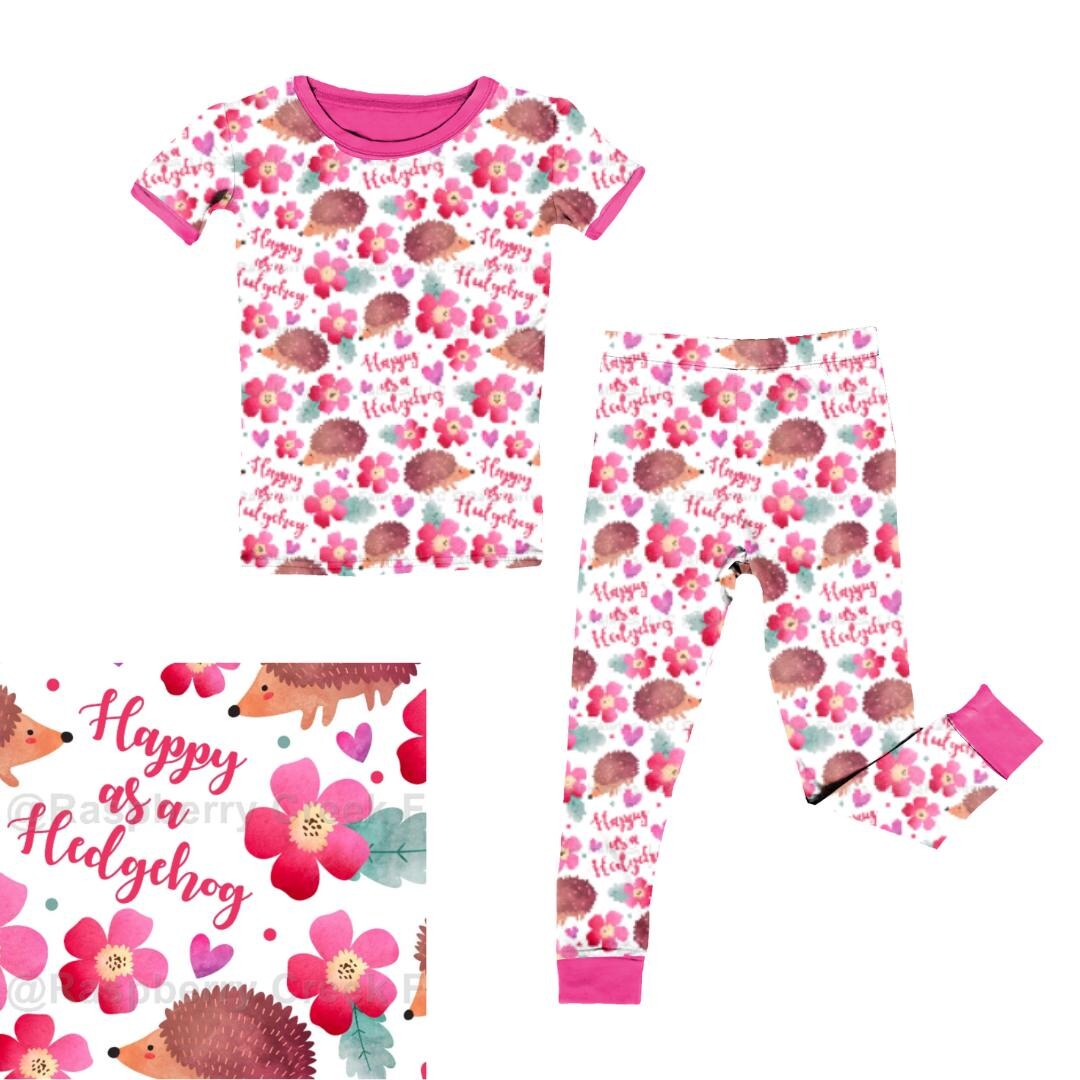Custom-made to Order Happy as a Hedgehog Kid's Snug Fit Pajamas Girl's ...