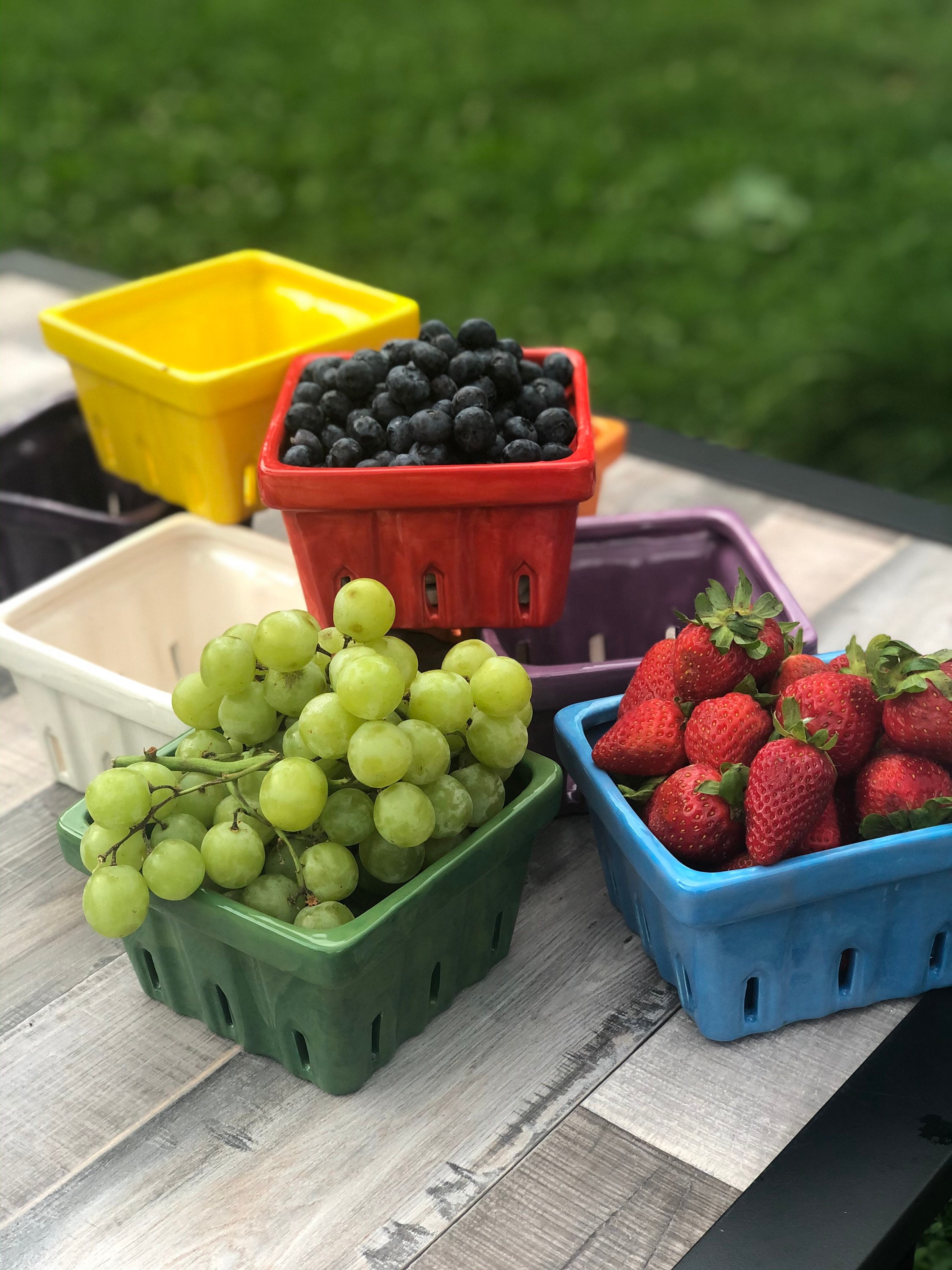 SALE Ceramic Berry Basket Berry Box Fruit Basket Berry Box Colourful Custom Red Blue Purple Orange Pink Yellow Rainbow Etsy