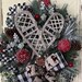 Buffalo Check Winter Rustic Ski Lodge Wreath Décor, Snowy Pine Cabin ...