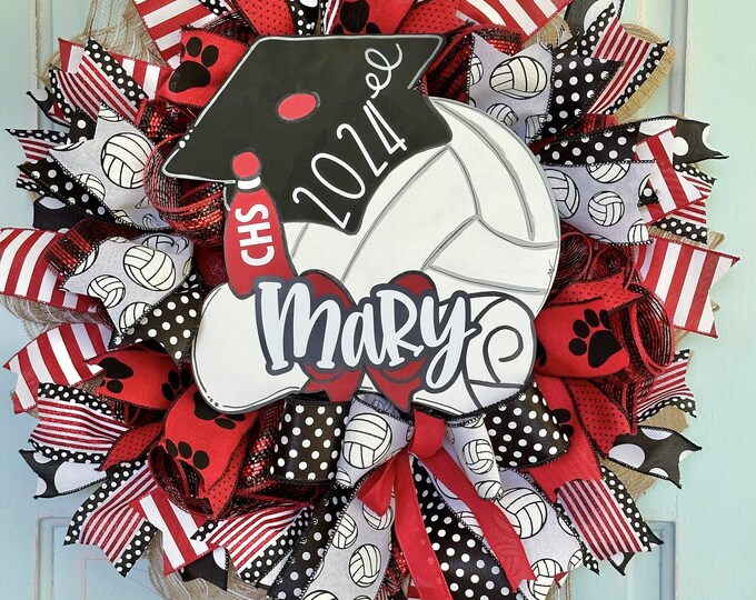 Personalized Volleyball Door Wreath With Your Team Colors | Customize ...