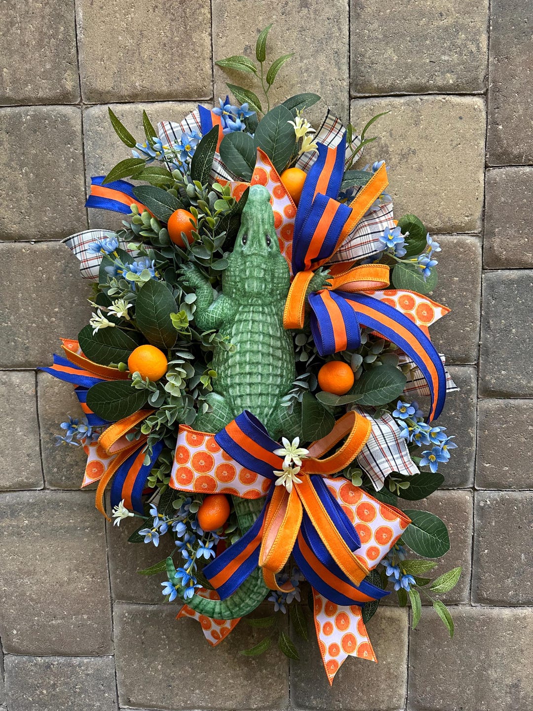 Florida Gator Door Wreath With Orange and Royal Team Colors | Gator ...