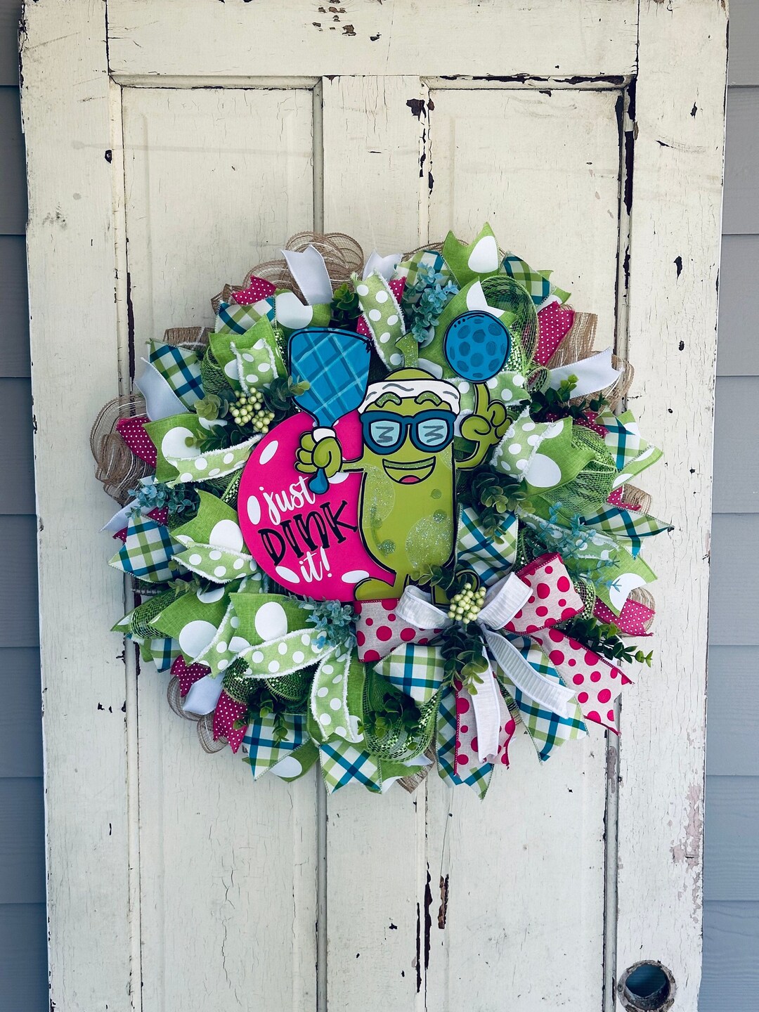 Pickleball Door Wreath | Pickleball Door Hanger | Pickleball Gift Idea ...