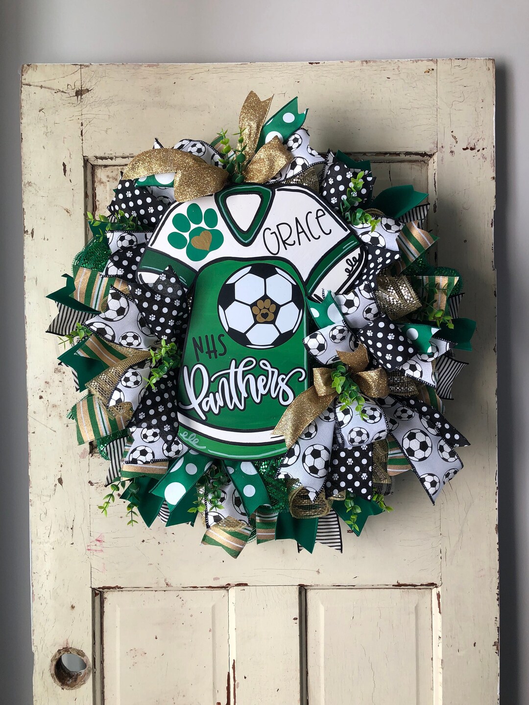 Personalized Soccer/volleyball Door Wreath Choose Your Team Colors ...
