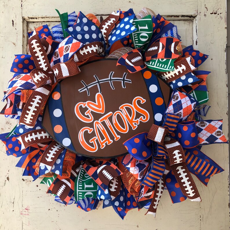 Personalized Football Door Wreath Choose Your Team Colors - Etsy