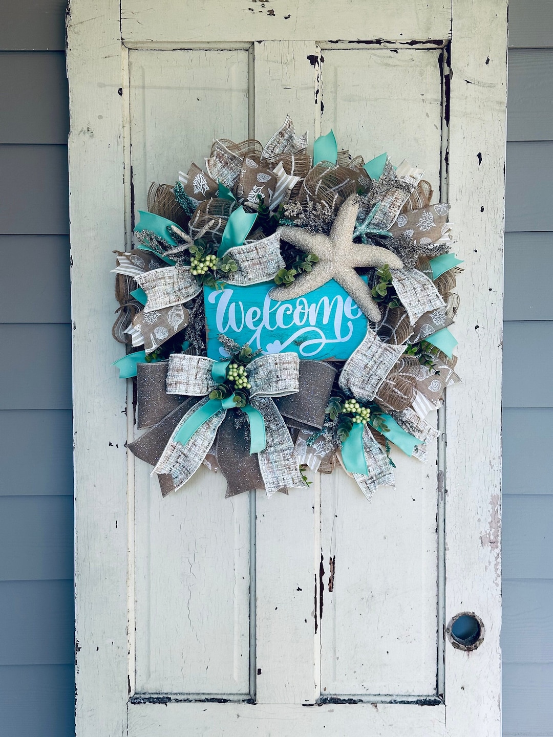 Coastal Everyday Wreath Beach Front Door Coastal Décor Indoor and ...