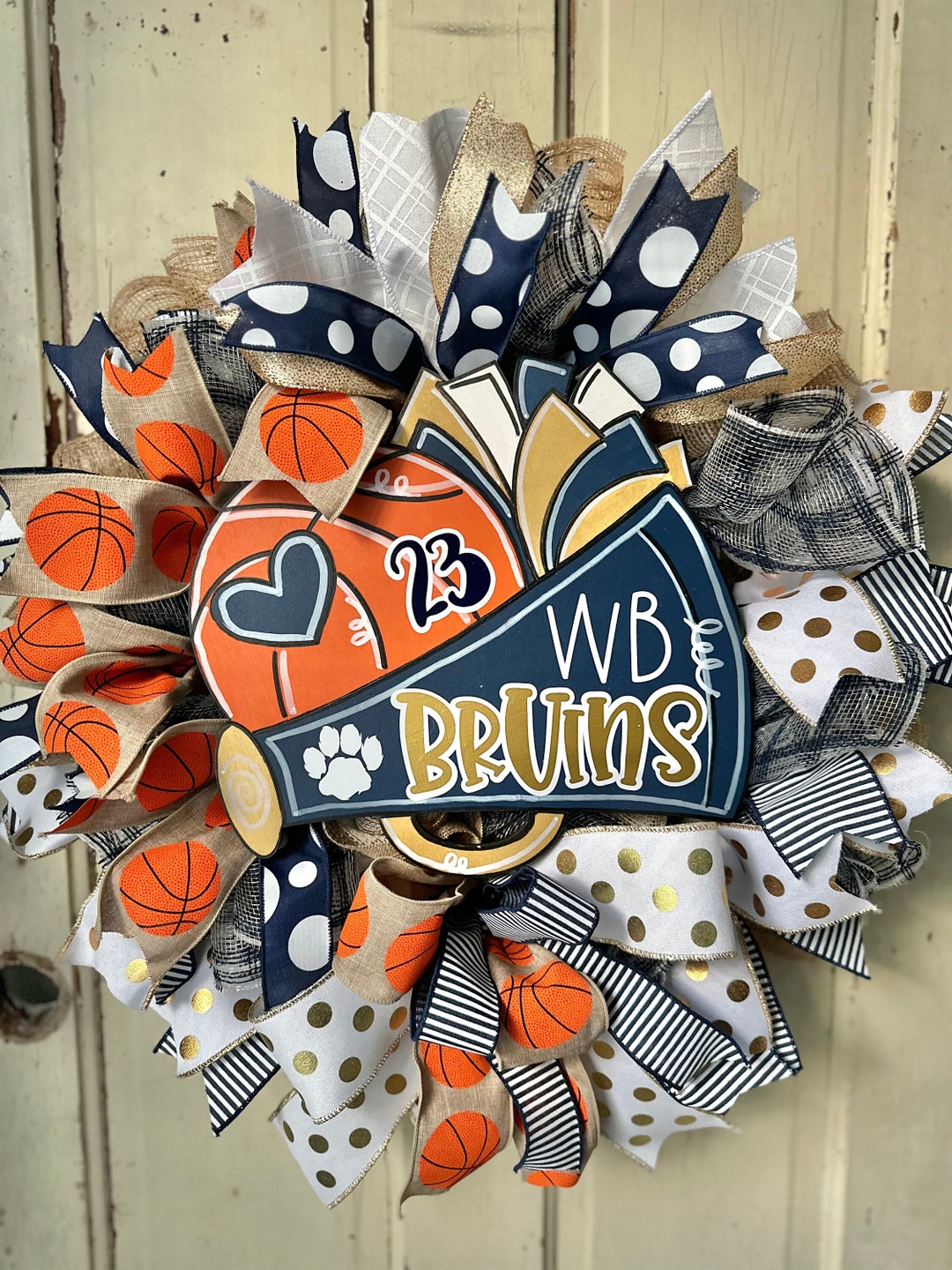Personalized Cheer Basketball Door Wreath Choose Your Team Colors ...